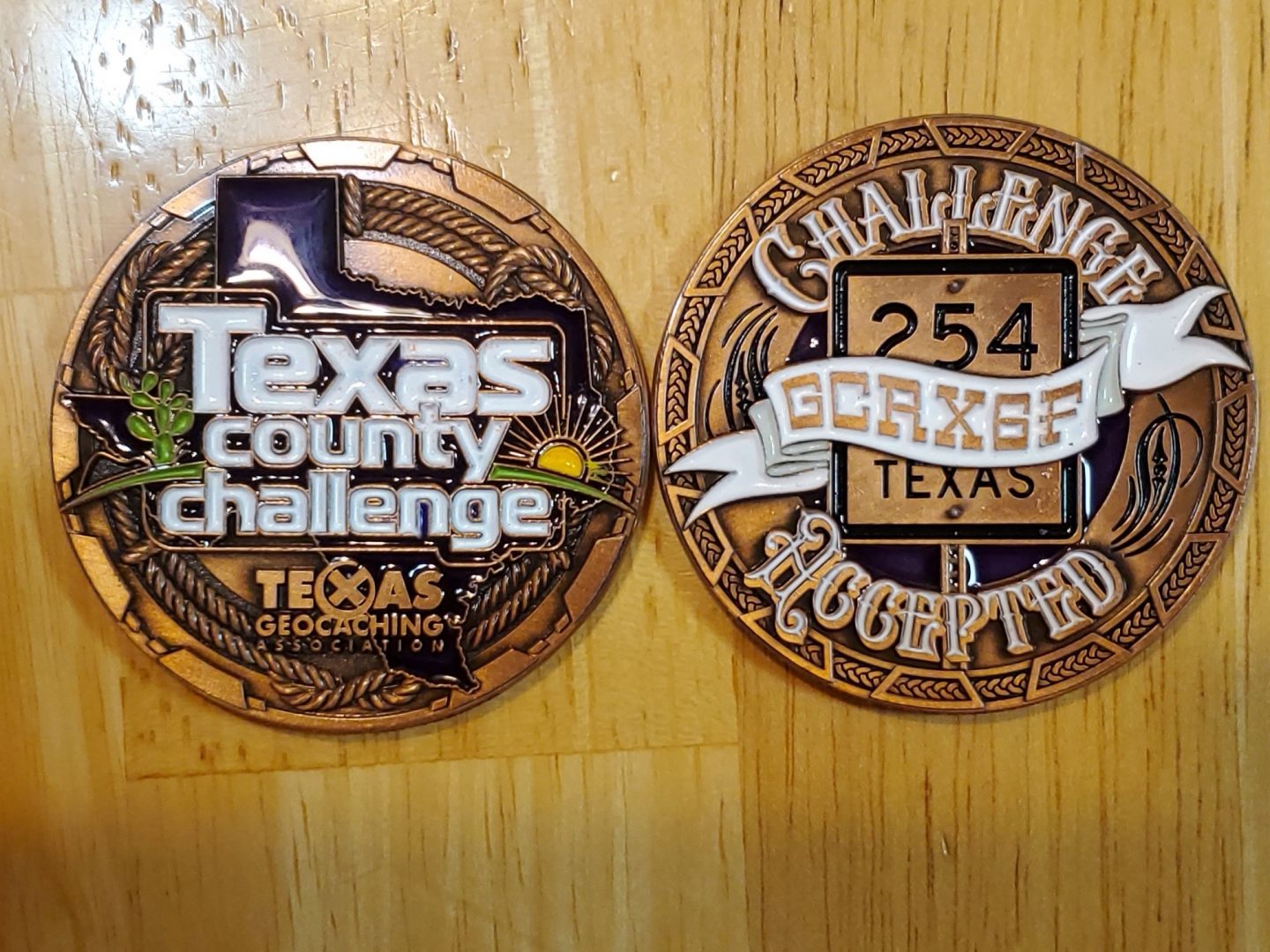 TXGA County Challenge Finisher Coins – Texas Geocaching Association (TXGA)